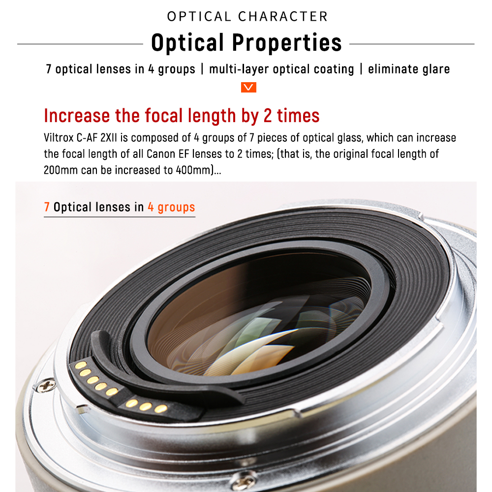 Viltrox C-AF 2X II Teleplus ตัวแปลงโฟกัสอัตโนมัติ 2.0X ตัวแปลงเทเลโฟโต้ ขยาย สําหรับเลนส์ Canon ...
