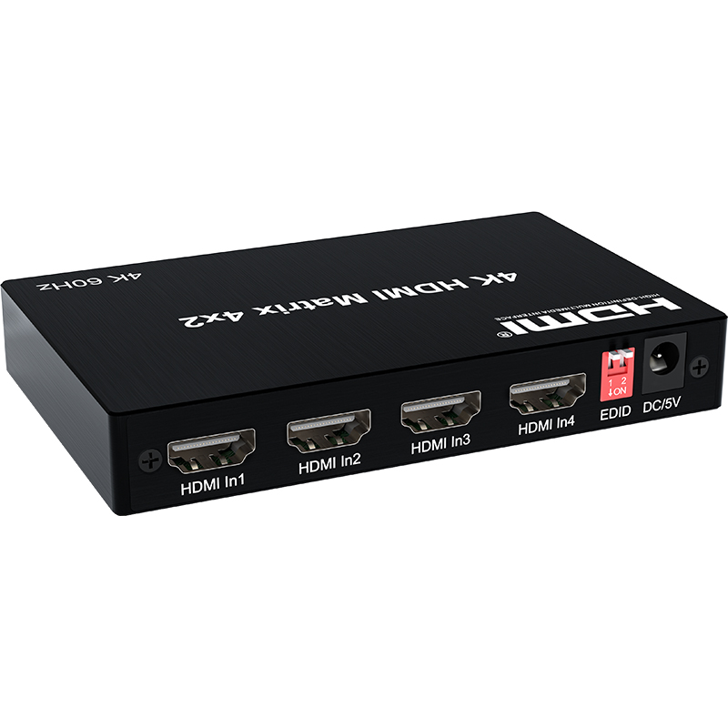 4k 60Hz HDMI Matrix 4x2 2x4 2x2 HDMI Switcher 4 อินพุต 2 เอาต์พุตออปติ ...