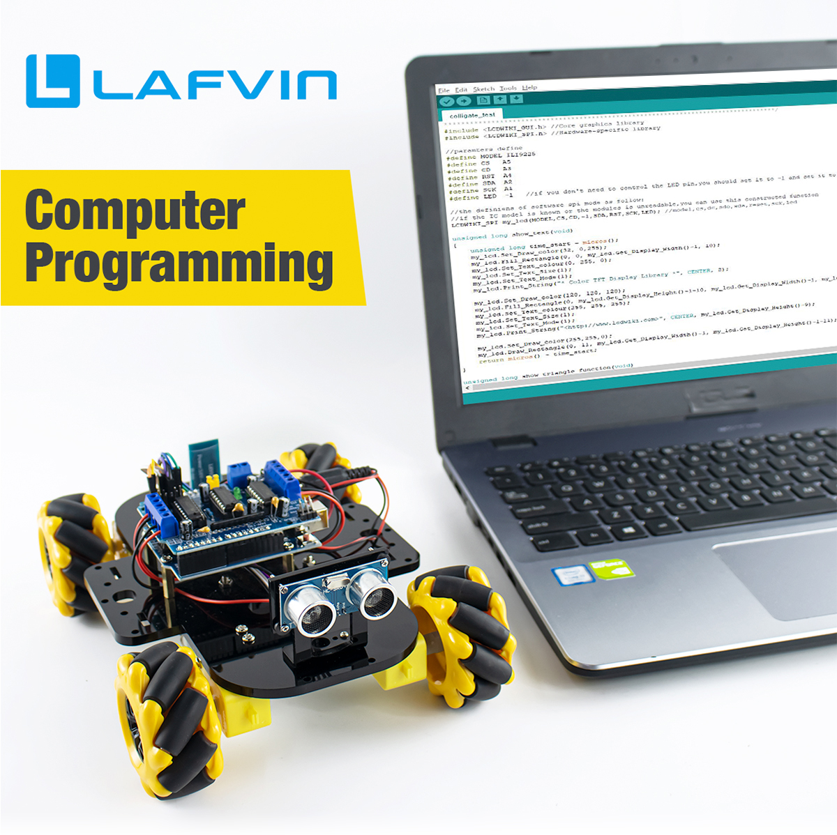 Lafvin ชุดล้อหุ่นยนต์รถยนต์ ทางไกล สําหรับ Arduino UNO R3 STEM DIY ...