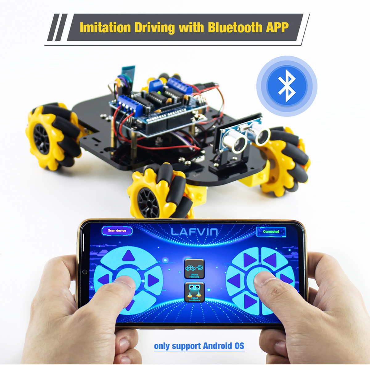 Lafvin ชุดล้อหุ่นยนต์รถยนต์ ทางไกล สําหรับ Arduino UNO R3 STEM DIY ...