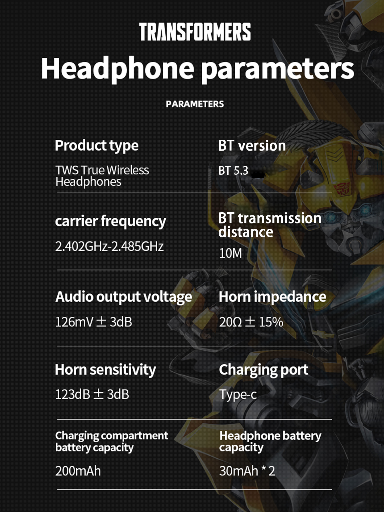 Transformers TF-T05 หูฟังบลูทูธ หูฟังสําหรับเล่นเกม ลดเสียงรบกวน HIFI เสียงสเตอริโอ Bluetooth V5 ...