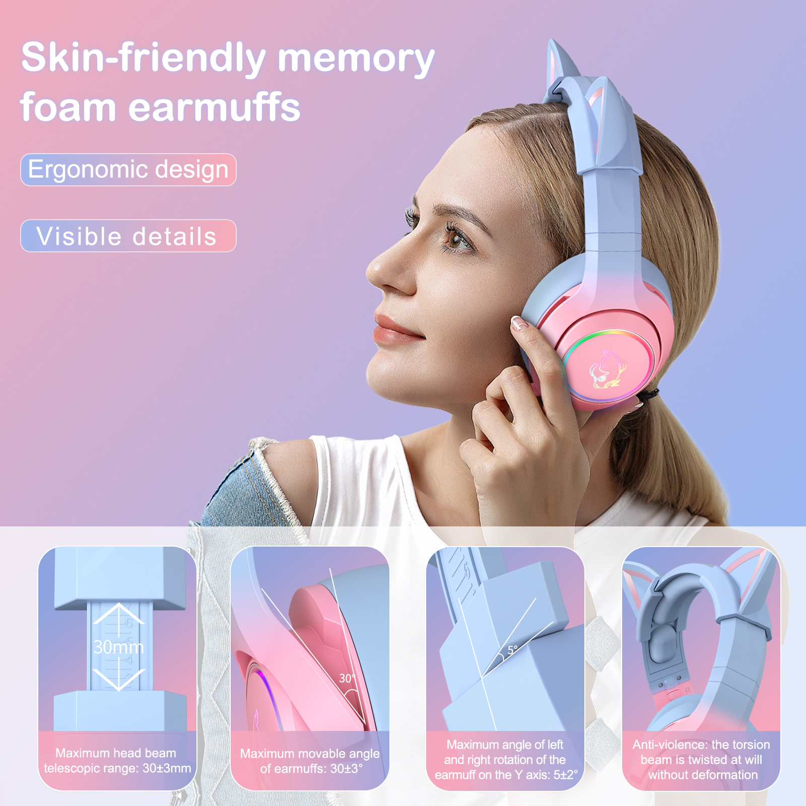 ONIKUMA K9 gradient blue Gaming Headset หูฟัง หูฟังมือถือ หูฟังเกมมิ่ง ...