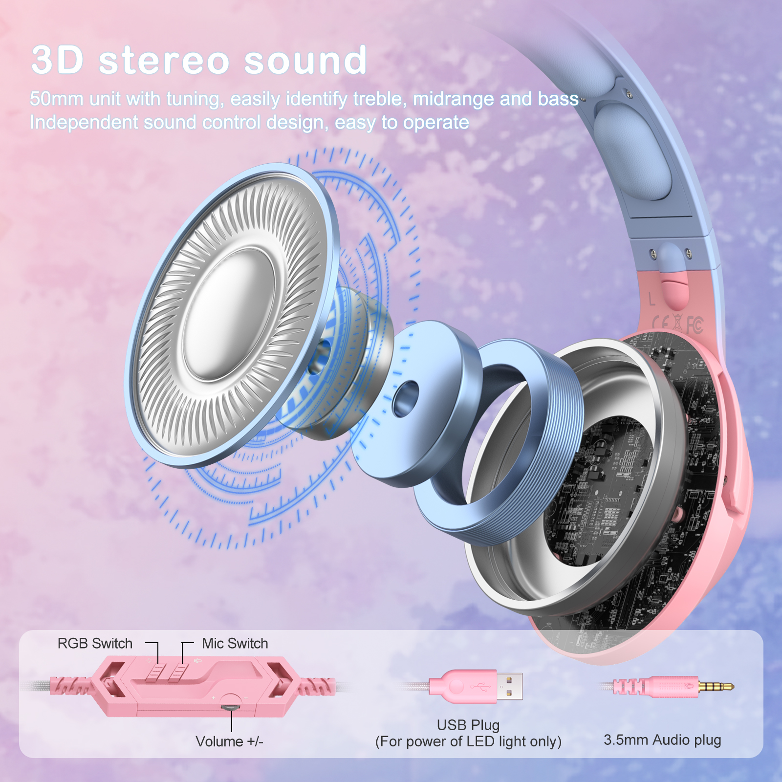 ONIKUMA K9 gradient blue Gaming Headset หูฟัง หูฟังมือถือ หูฟังเกมมิ่ง ...