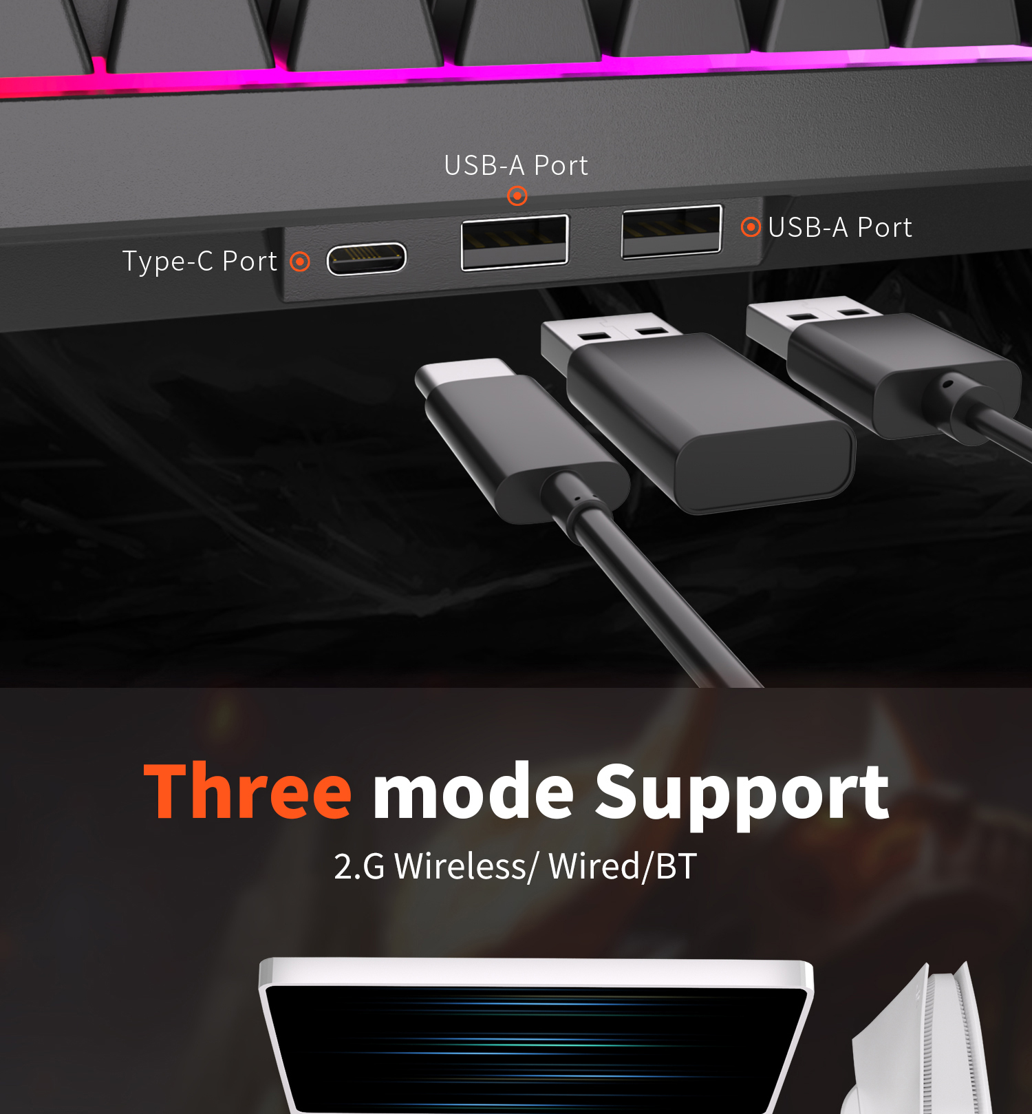 รอยัล Kludge RK837 RKG68 วิศวกรรมคีย์บอร์ดไร้สายขนาดเล็กที่มีแสงพื้น ...