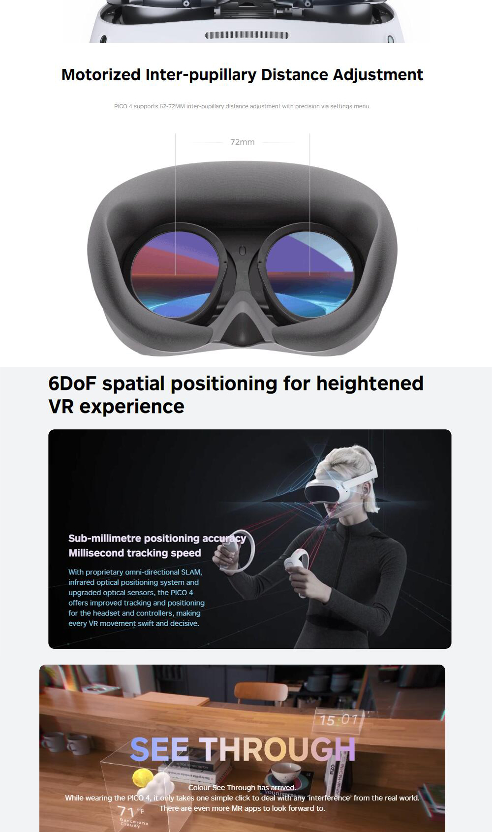 Pico 4 Pro VR แว่นตา All-in-one 8 + 512G รองรับ Eye Tracking Facial Expression จับ 6dof เชิง ...