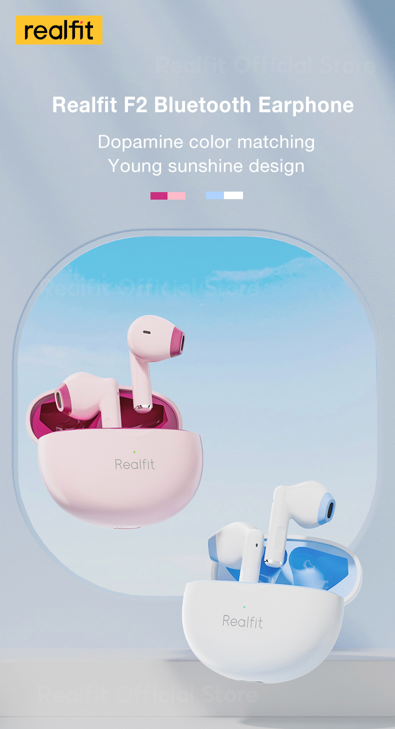 Realfit F2 หูฟังบลูทูธไร้สาย พร้อมไมโครโฟน เบสหนัก ฟัง เล่นได้นาน ...