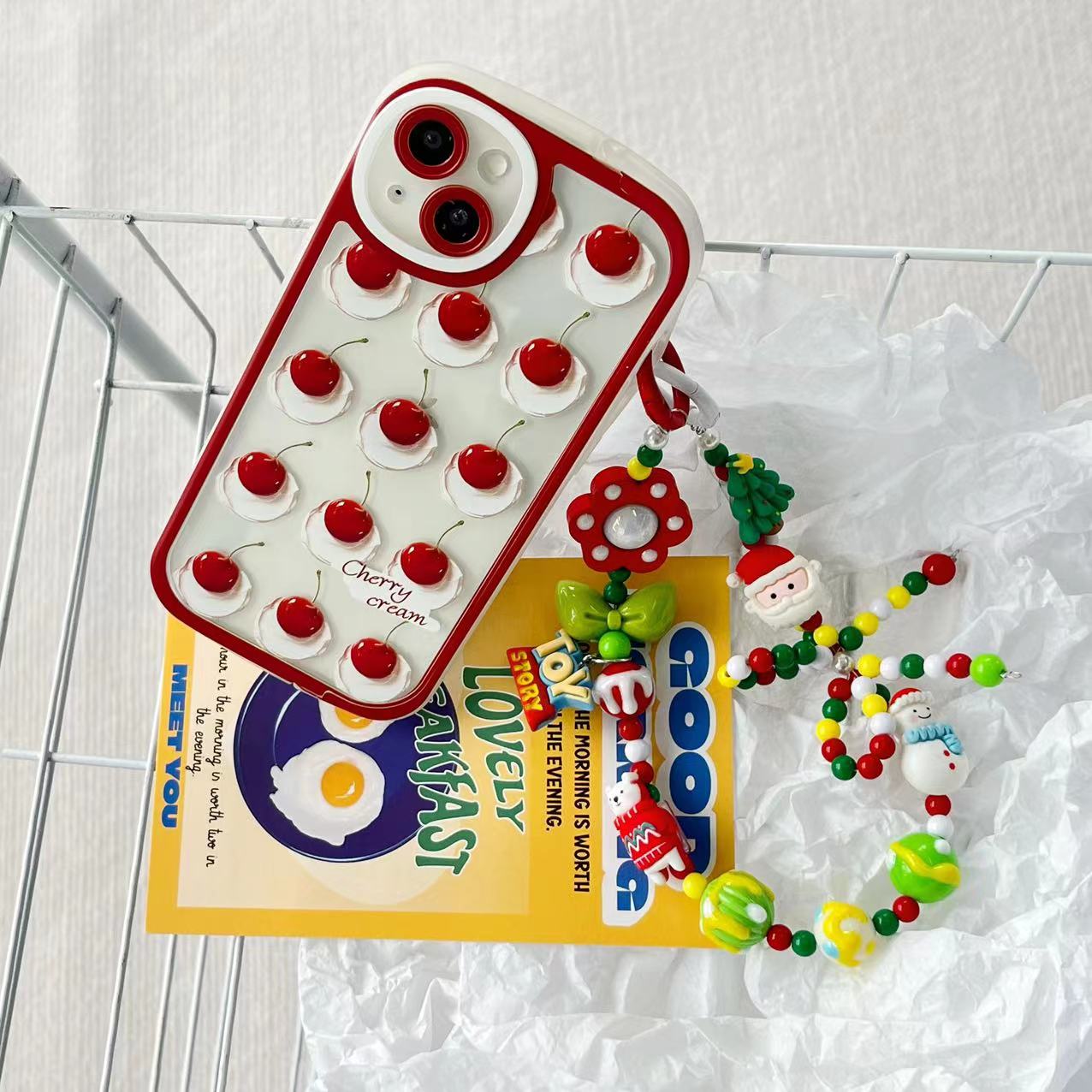 ใหม่ สายโซ่คล้องโทรศัพท์มือถือ ประดับลูกปัด ลายการ์ตูนคริสต์มาสน่ารัก ...