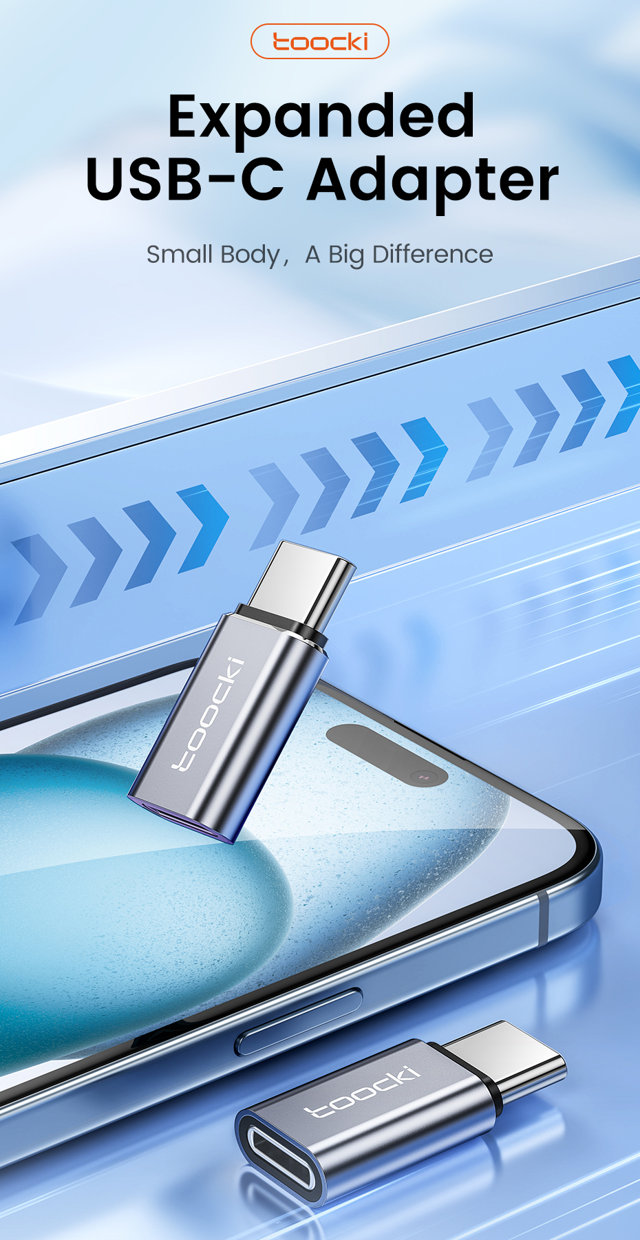 Toocki OTG อะแดปเตอร์แปลงข้อมูล USB C ตัวผู้ เป็น l0S ตัวเมีย USB2.0 อะ ...