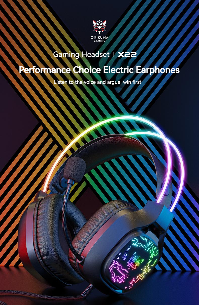 ONIKUMA X22 Gaming Headset RGB Light หูฟังเกมมิ่ง หูฟังคอม หูฟัง Stereo ...