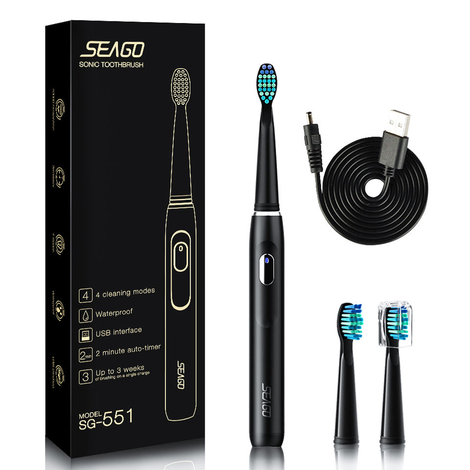 แปรงสีฟันไฟฟ้าโซนิค Seago Sonic Toothbrush SG-551 ปรับได้มี 4 โหมด กันน้ำIPX7 รับประกัน 2 ปี ...