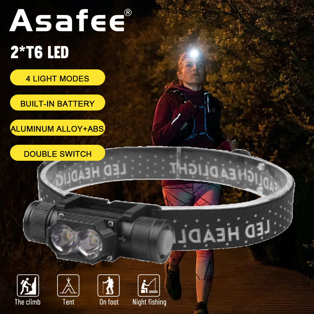 Asafee SY5840 42 43 ไฟหน้า LED 500LM L2 XPE XTE COB T6 หรี่แสงได้ ชาร์จ ...
