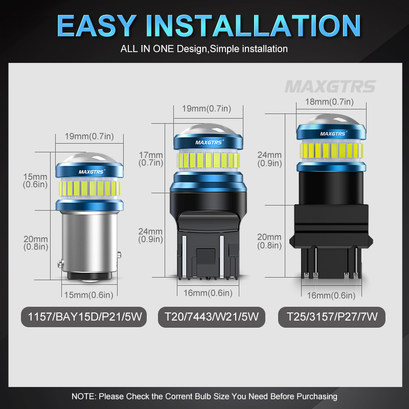 Maxgtrs ไฟเลี้ยว LED T20 1157 BAY15D P21 5W P27 7W BA15D LED 7443 W21 5W สําหรับรถยนต์ 2 ชิ้น ...
