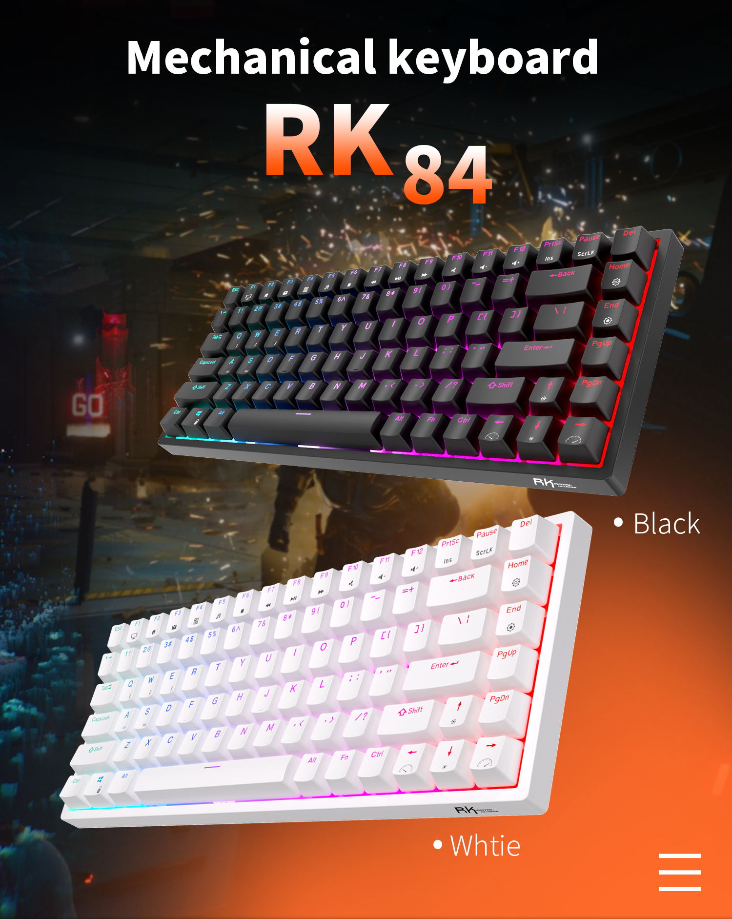 Rk Royal Kludge Rk84 / 857 คีย์บอร์ดเมคคานิคอล บลูทูธ 2.4g Rgb สามโหมด ...