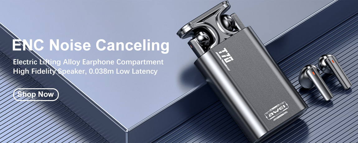 Awei T70 หูฟังบลูทูธไร้สาย ENC ตัดเสียงรบกวน HD Call 3D เสียงรอบทิศทาง ...