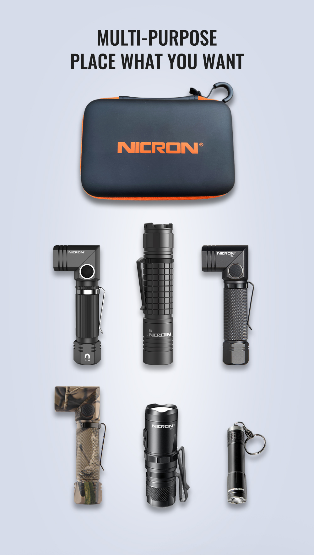 Nicron Outdoor VE2 Multifunctional Organizer Black Flashlight Storage ...