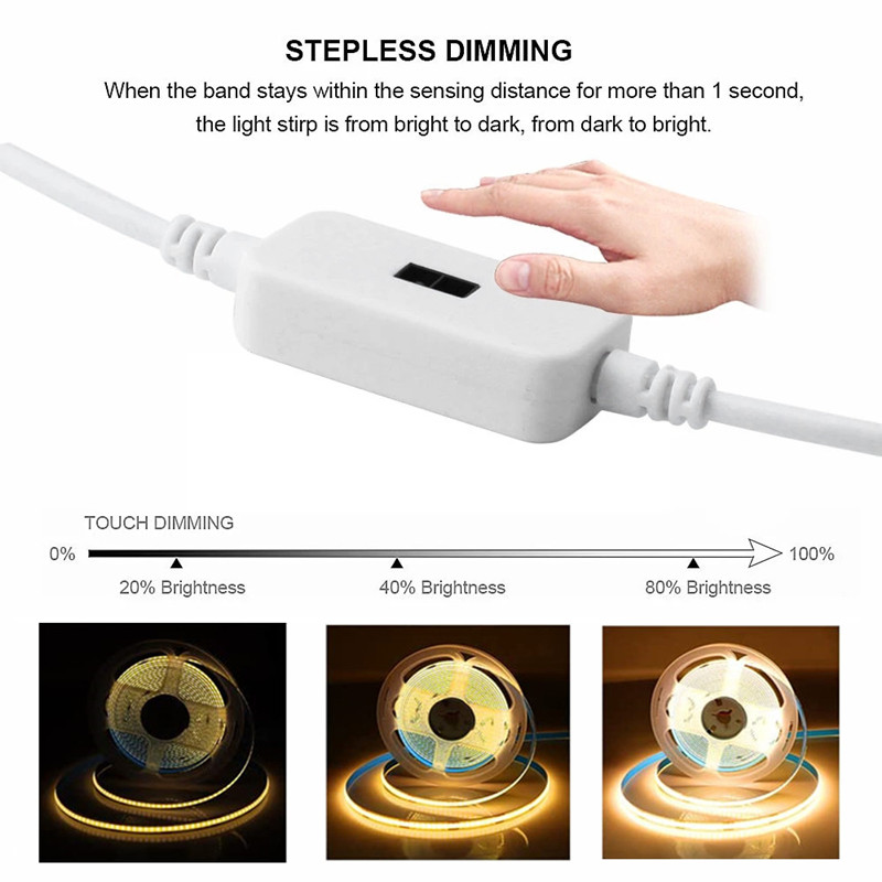 สายไฟ LED COB 5V USB 0.5 ม. ถึง 5 ม. หรี่แสงได้ พร้อมตัวควบคุม USB ยืดหยุ่น ตัดได้ สําหรับ TV ไฟ ...