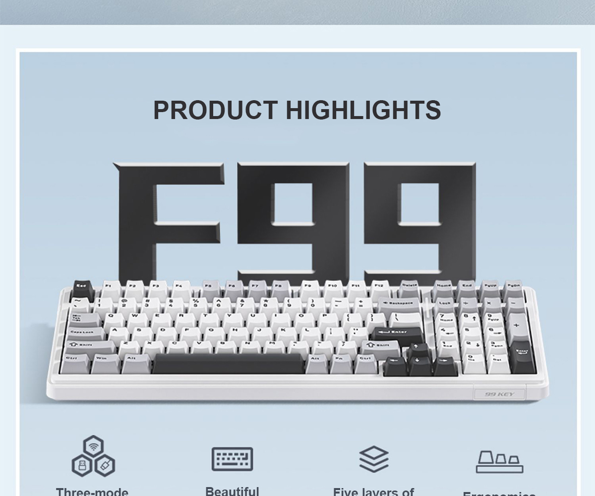 Aula F99 คีย์บอร์ด 99 คีย์ เชื่อมต่อปะเก็น 8000mAh รองรับการปรับแต่ง ...