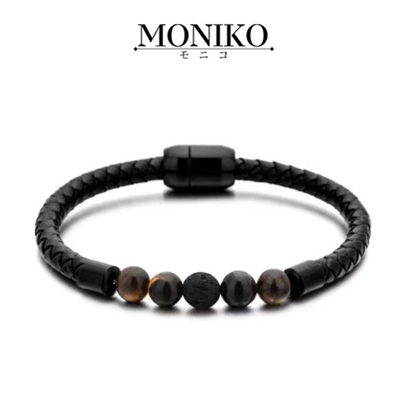 Moniko การออกแบบดั้งเดิม สร้อยข้อมือไทเกอร์อายเชือกสีดำ กำไลแฟชั่น ...