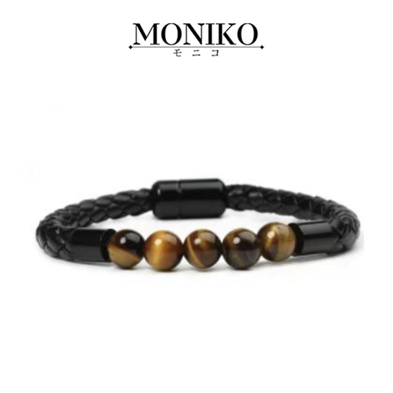 Moniko การออกแบบดั้งเดิม สร้อยข้อมือไทเกอร์อายเชือกสีดำ กำไลแฟชั่น ...