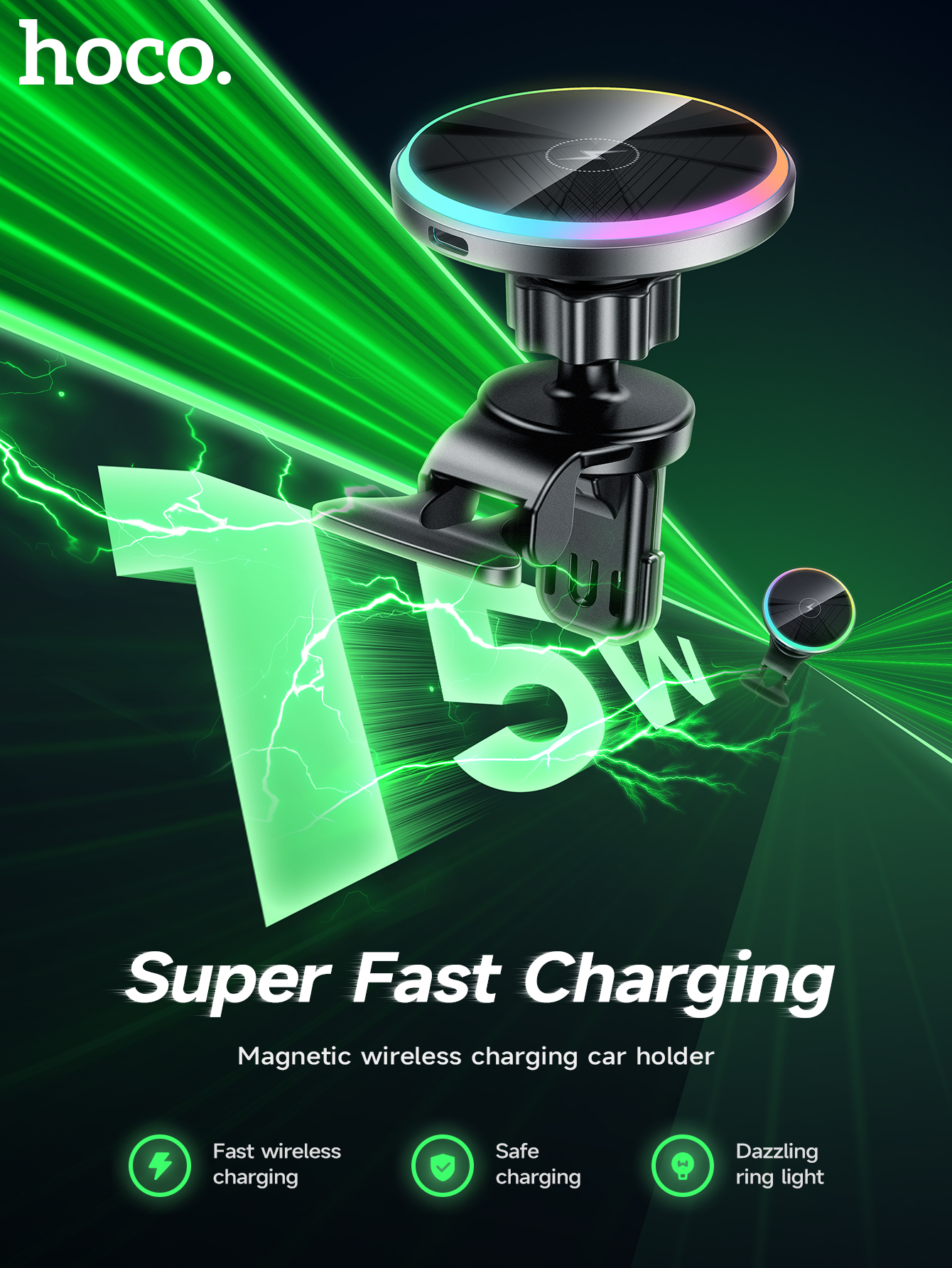 Hoco S20 Qi 15W อุปกรณ์ชาร์จแม่เหล็กไร้สาย ติดช่องแอร์รถยนต์ สําหรับ ...