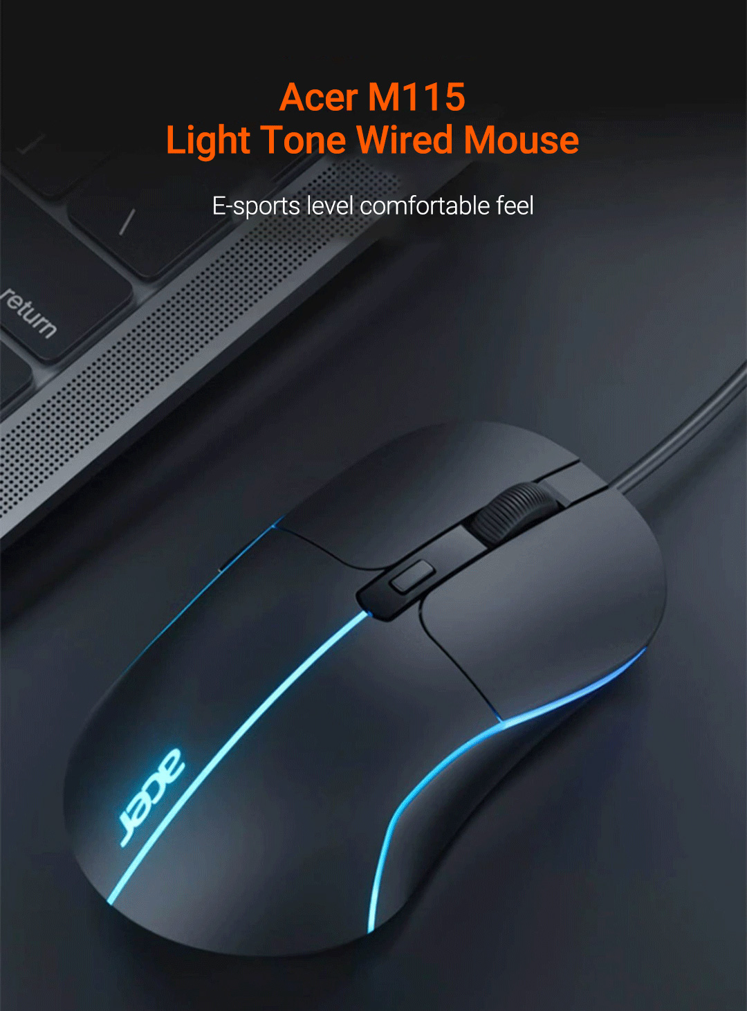 Acer เมาส์มีสาย USB M115 เอฟเฟคไฟ 800 1600 2400 3200DPI หลากสี ...