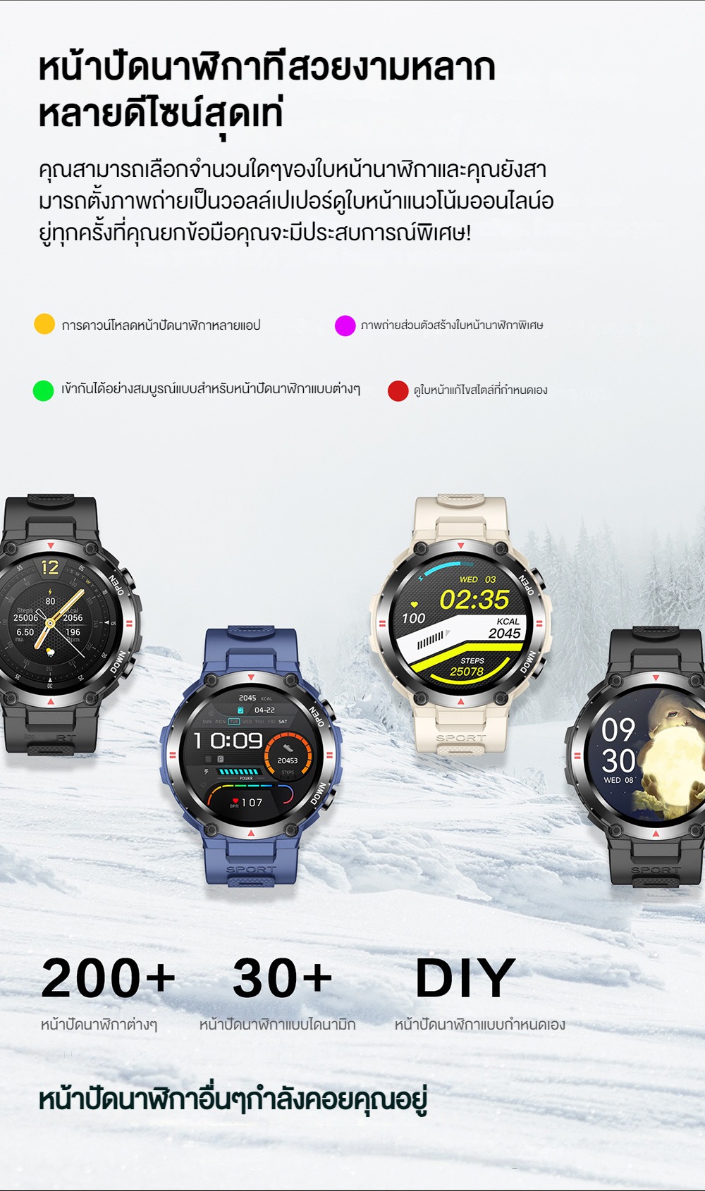 Aolon Tetra R2 สมาร์ทวอทช์ สมาร์ทวอทช์กีฬา โหมดกีฬา 100+ อายุการใช้งาน ...