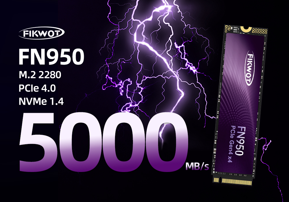 Fikwot FN950 NVMe PCIe Gen4x4 M.2 2280 SSD Read 5000MB/s Write 4500MB/s ...