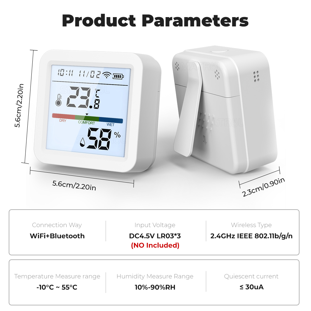 [Local Stock]Smart Tuya WiFi Temperature and Humidity Sensor TH08 ...