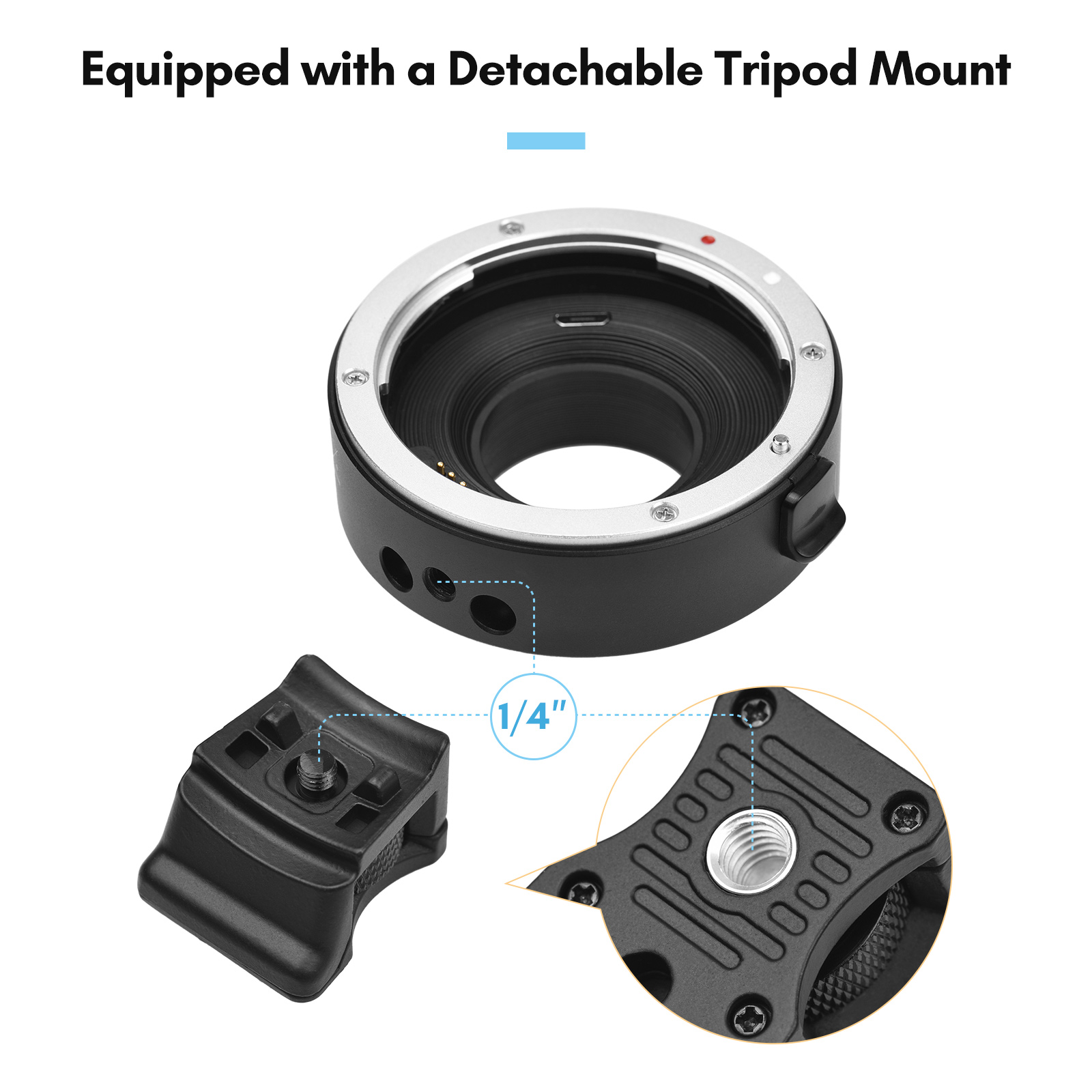 Andoer EF-FX II Lens Mount Adapter Ring Auto Focus Anti-Shake Aluminum ...