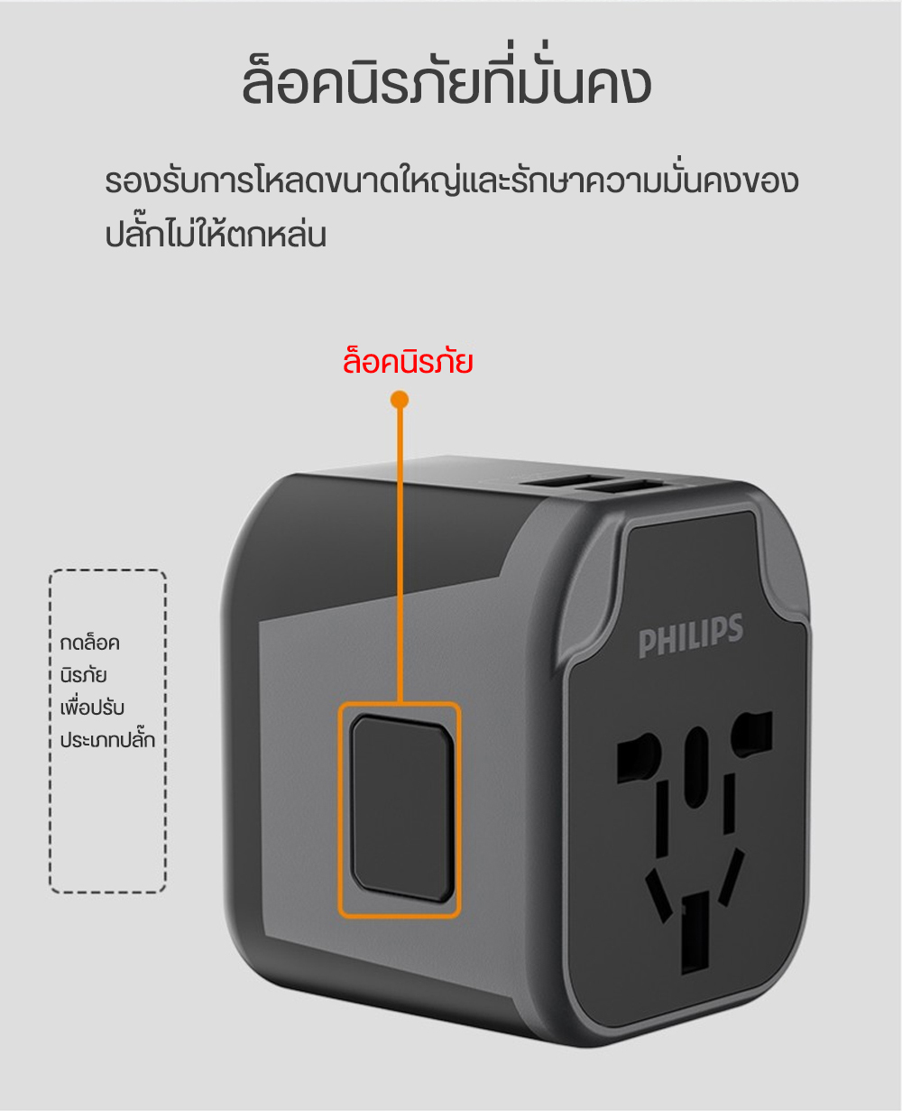 Philips Universal Travel Adapter SPS1001A หัวแปลงปลั๊กไฟ ปลั๊กต่อไฟฟ้า ...