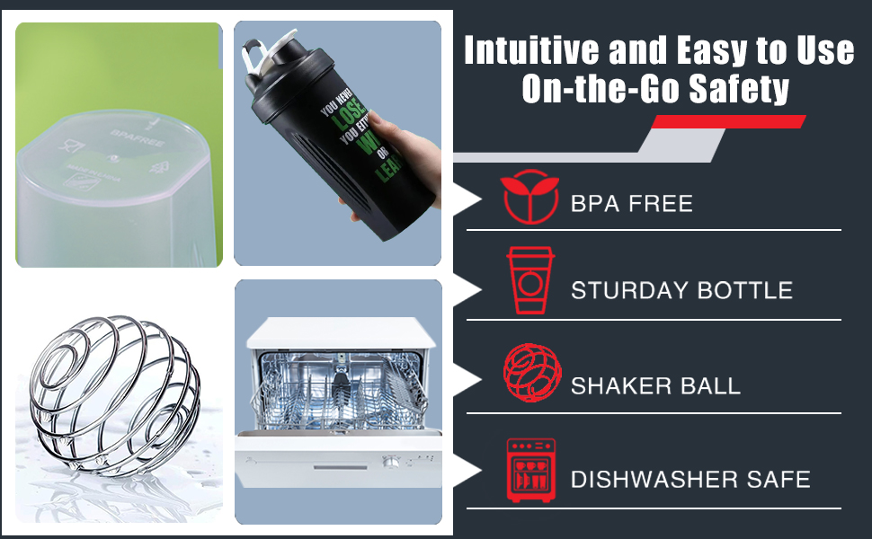 GEMFUL 600ML ขวดเครื่องปั่นโปรตีนผสม BPA-Free Leak Proof Blender ...