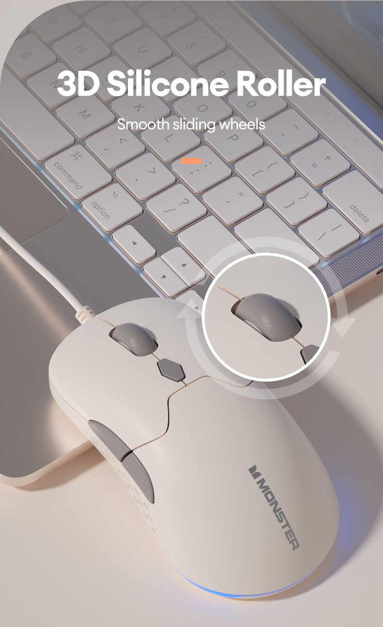 Monster KM4 เมาส์บลูทูธ แบบใช้สาย RGB กันลื่น 2.4G | Shopee Thailand