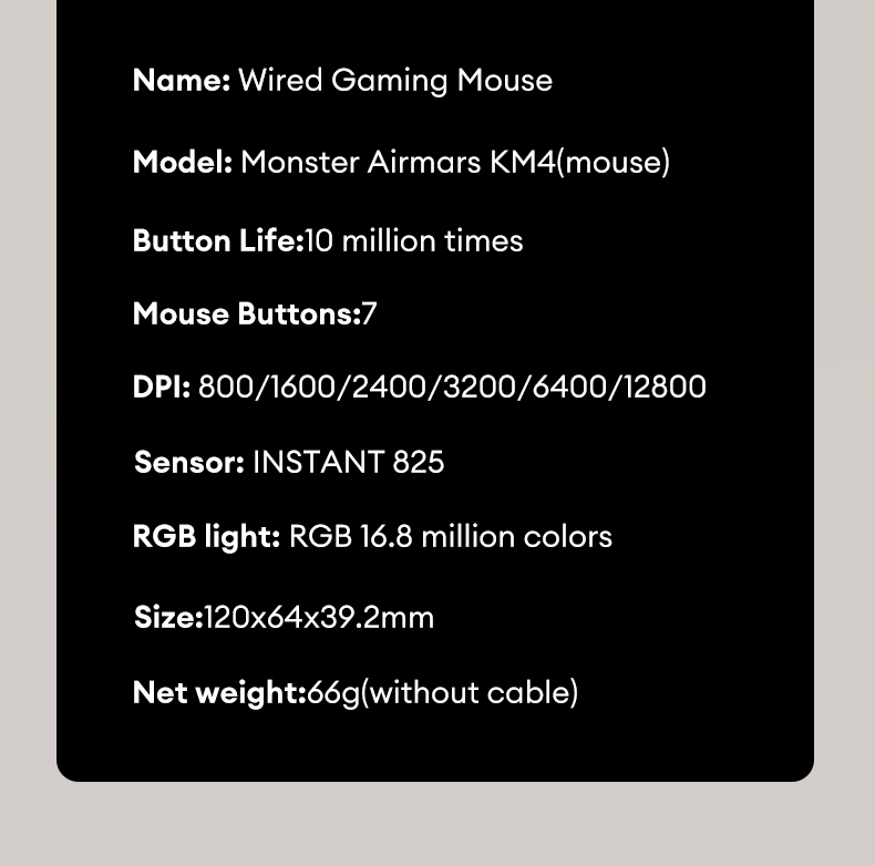 Monster KM4 เมาส์บลูทูธ แบบใช้สาย RGB กันลื่น 2.4G | Shopee Thailand