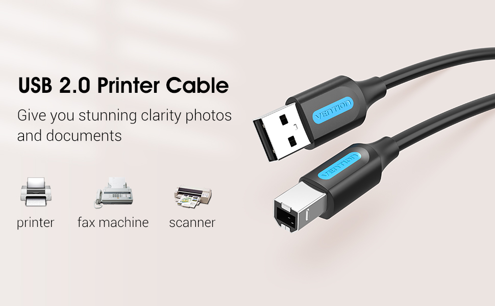 Vention สายเครื่องพิมพ์ USB Connector Scanner และสายเคเบิลข้อมูล Sync ...