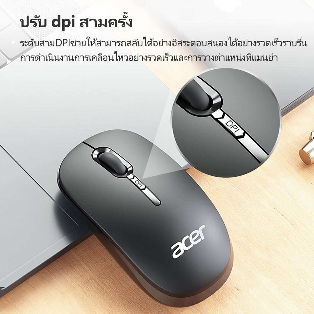 Acer M153 Mute Mouse เมาส ์ ไร ้ สาย การปรับ DPI สามความเร ็ วการเชื ่ อมต ่ อไร ้ สาย 2.4G ...