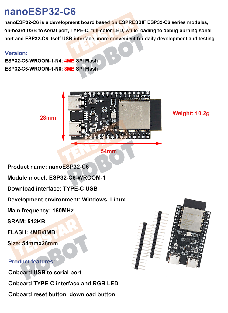 บอร์ดทดลอง Esp32 C6 Esp32 Wifi และบลูทูธ Type C Esp 32 Core Esp32 C6 Devkit C N4r2 Shopee Thailand