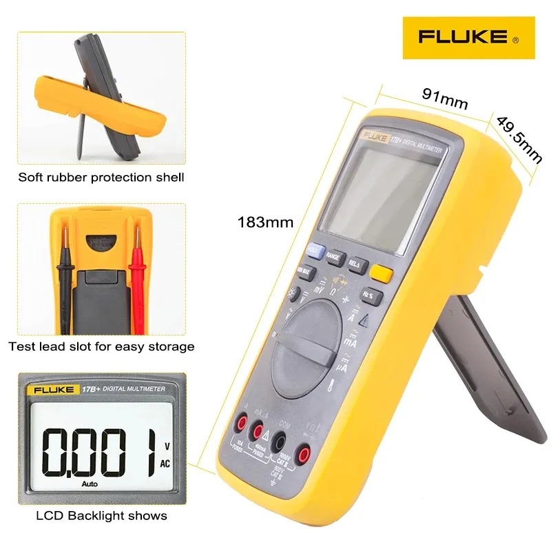 Fluke 15B+17B+ เครื่องทดสอบมัลติมิเตอร์ดิจิทัล AC/DC แรงดันไฟฟ้า ตัว ...