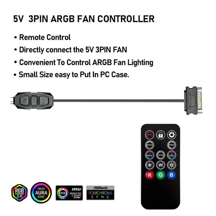 5v 3Pin ARGB Controller 3Pin กรณีพัดลม RGB ไร้สาย Sata รีโมทคอนโทรล ...
