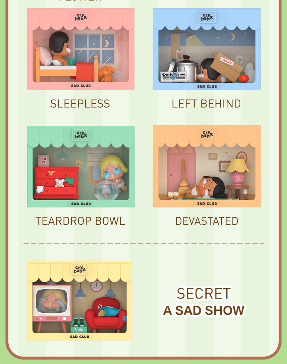 POP MART CRYBABY Sad Club Series Scene Sets Blind Box Action Toys ...