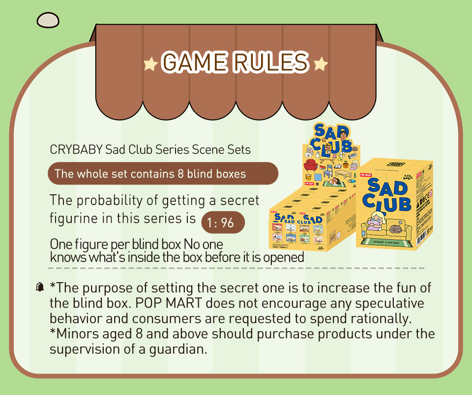 POP MART CRYBABY Sad Club Series Scene Sets Blind Box Action Toys ...