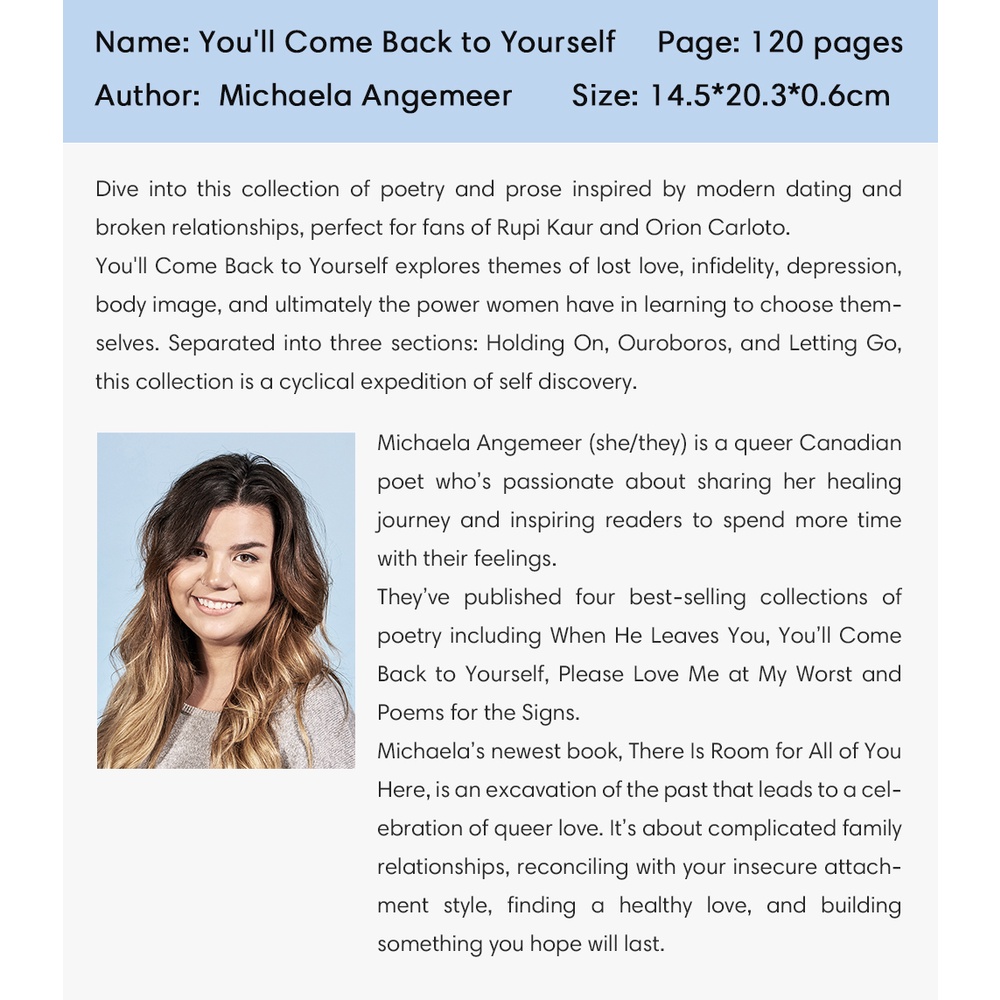 You'll Come Back to Yourself (หนังสือกวีนิพนธ์ภาษาอังกฤษ) โดย Michaela Angemeer (ปกอ่อน ...