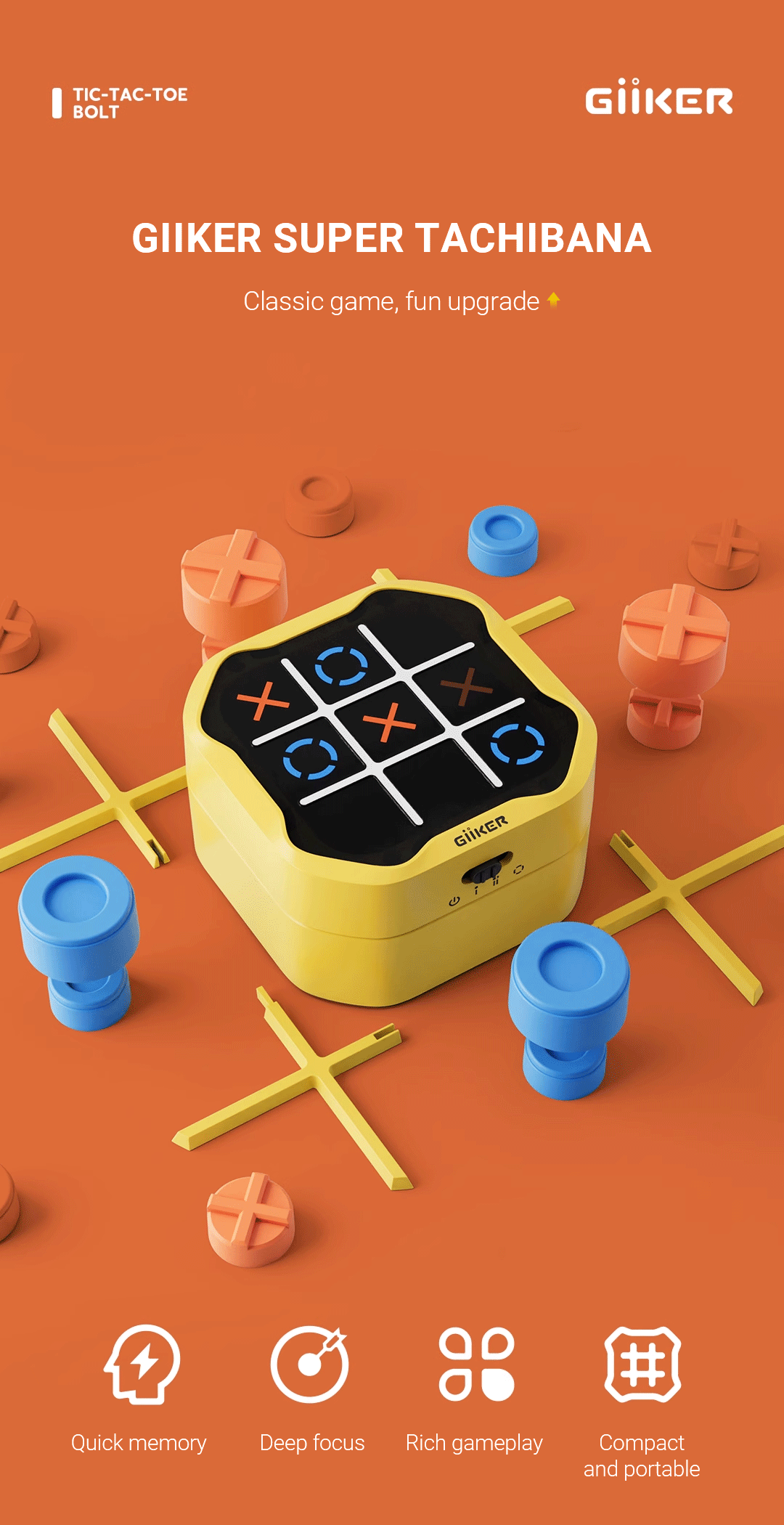 Giiker Super Tachibana Tic Tac Toe Bolt 3-in-1 ของเล่นฝึกสมาธิ สําหรับ ...