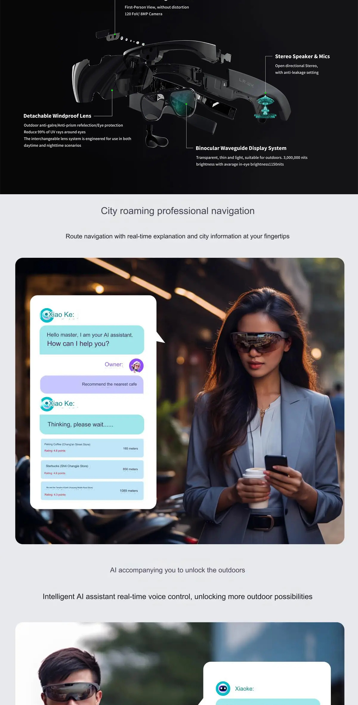 Lawk แว่นตาอัจฉริยะ Meta Lens S3 4K ความละเอียดสูง สําหรับถ่ายภาพ และ ...