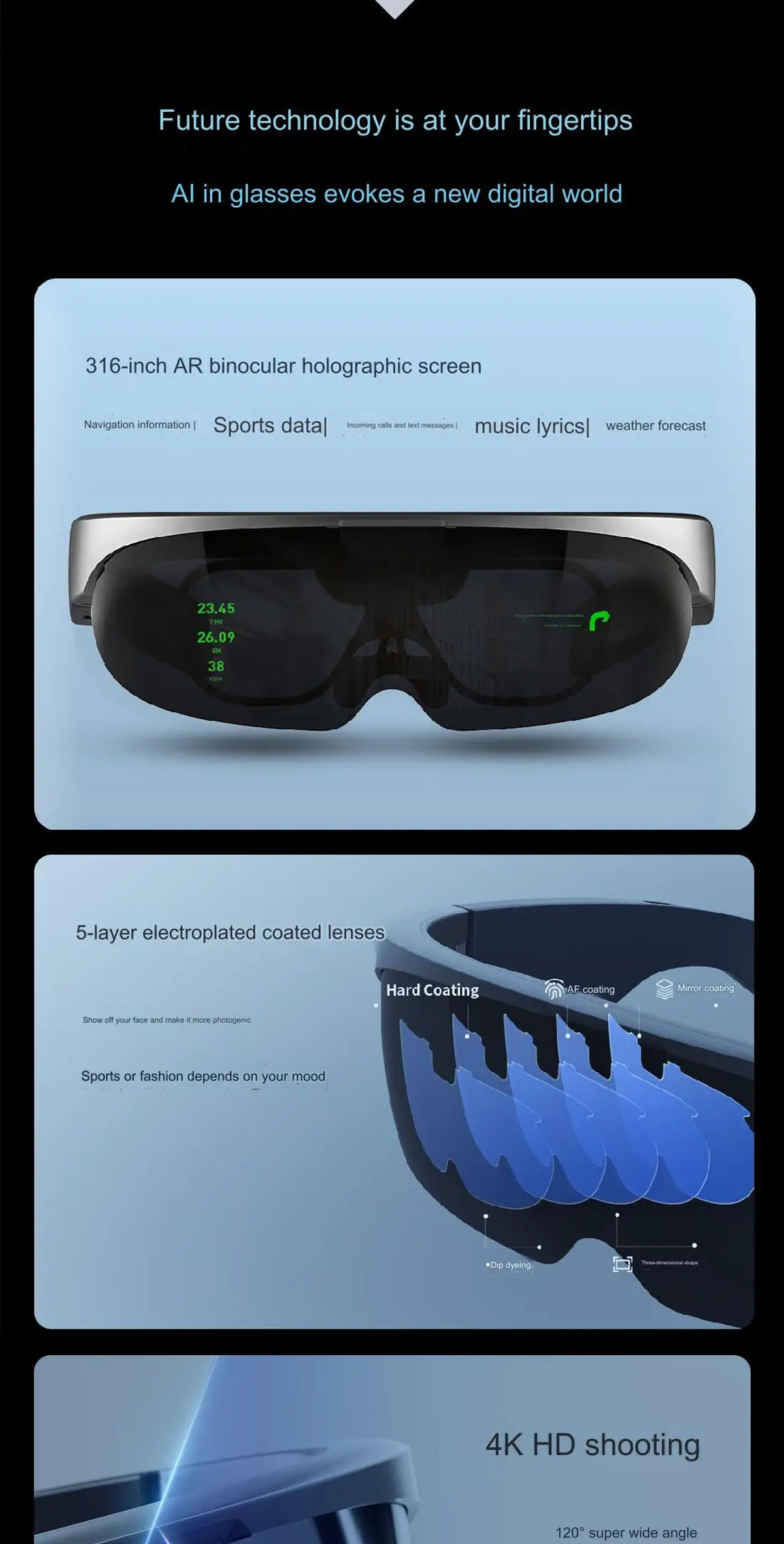 Lawk แว่นตาอัจฉริยะ Meta Lens S3 4K ความละเอียดสูง สําหรับถ่ายภาพ และ ...