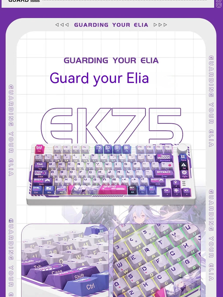 Dareu EK75 คีย์บอร์ดเมคคานิคอล มีสาย 3 โหมด 2.4G บลูทูธไร้สาย 75% 80 คีย์ RGB PBT โครงสร้างปะเก็ ...