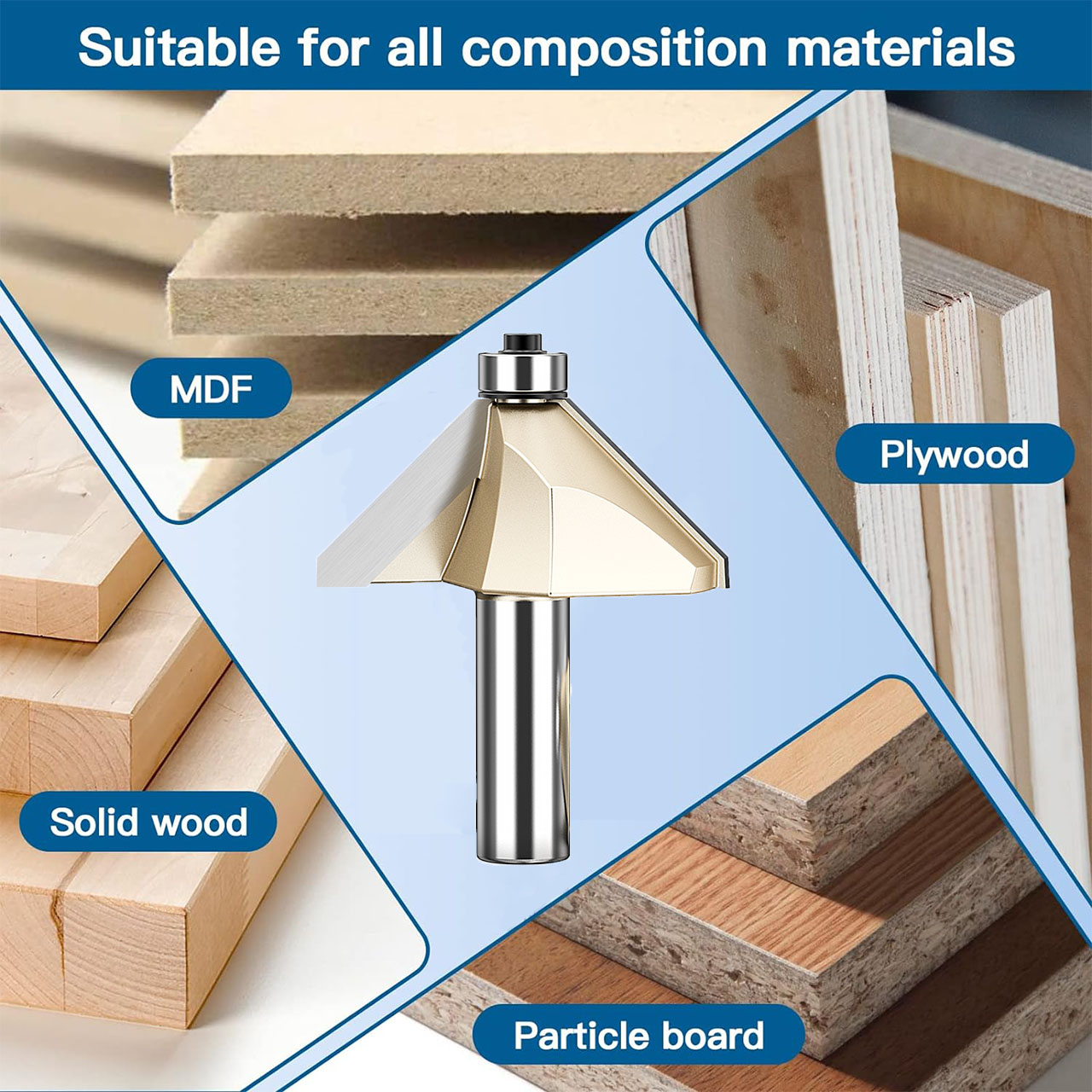 Tideway ชุดเครื่องมือเราเตอร์ 45 Deg Bevel Edge Forming Chamfer Router ...