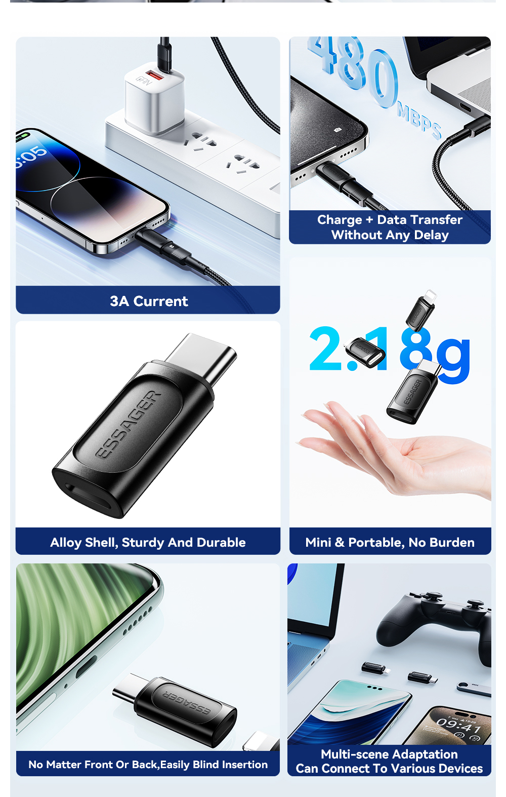 อะแดปเตอร์ Essager 3A Type C To L OTG สําหรับ IP USB 2.0 | Shopee Thailand