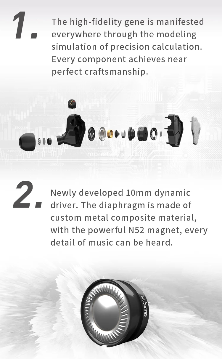 7Hz Salnotes Zero หูฟังหูฟังชนิดใส่ในหูแบบมีสาย 10 มม.แบบไดนามิก ...