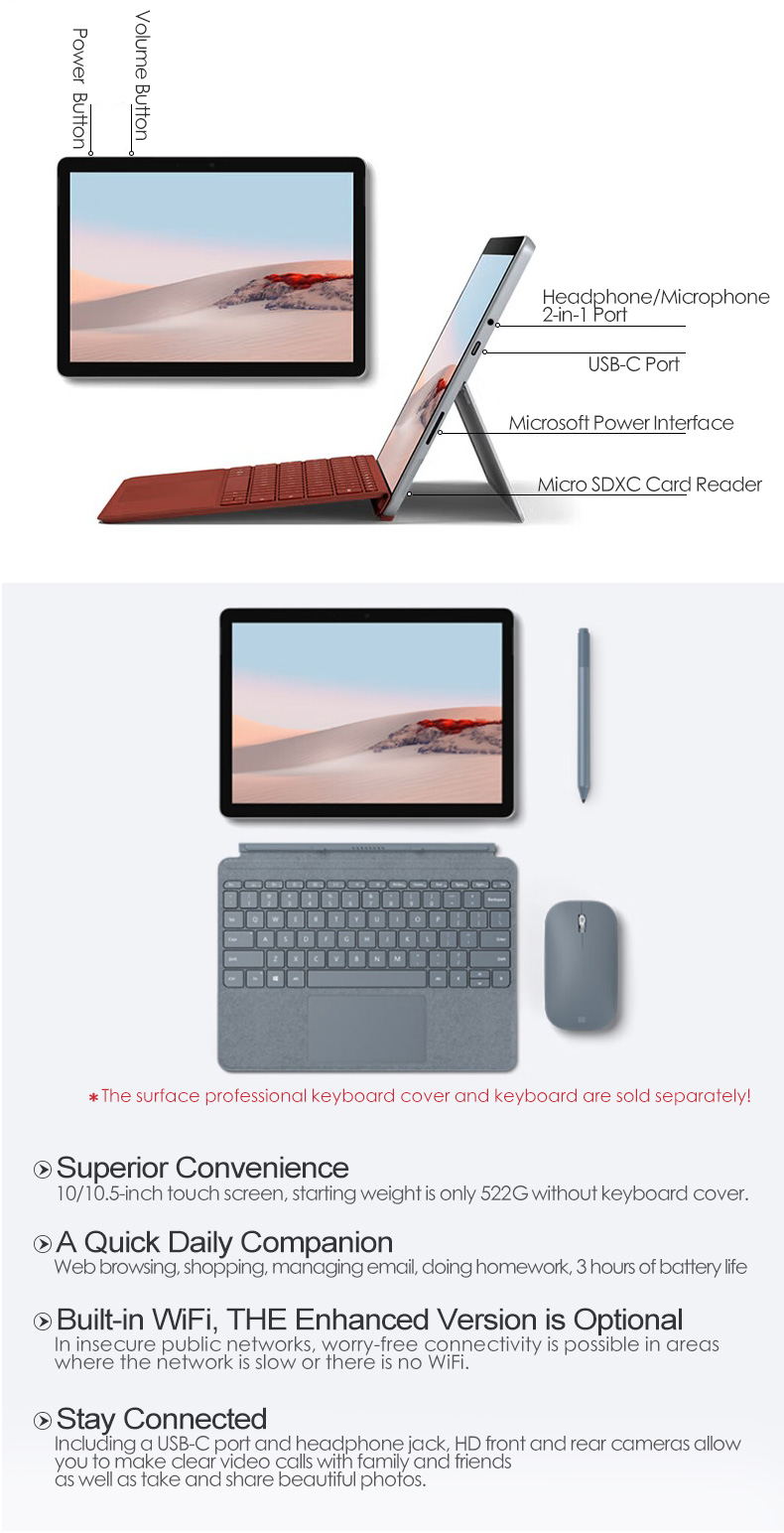 Microsoft Surface Pro2 Pro3 Pro4 Pro5 Pro6 Pro7 Pro7+ Surface go1/go2/go3 แล็ปท็อป 2-in-1 ...