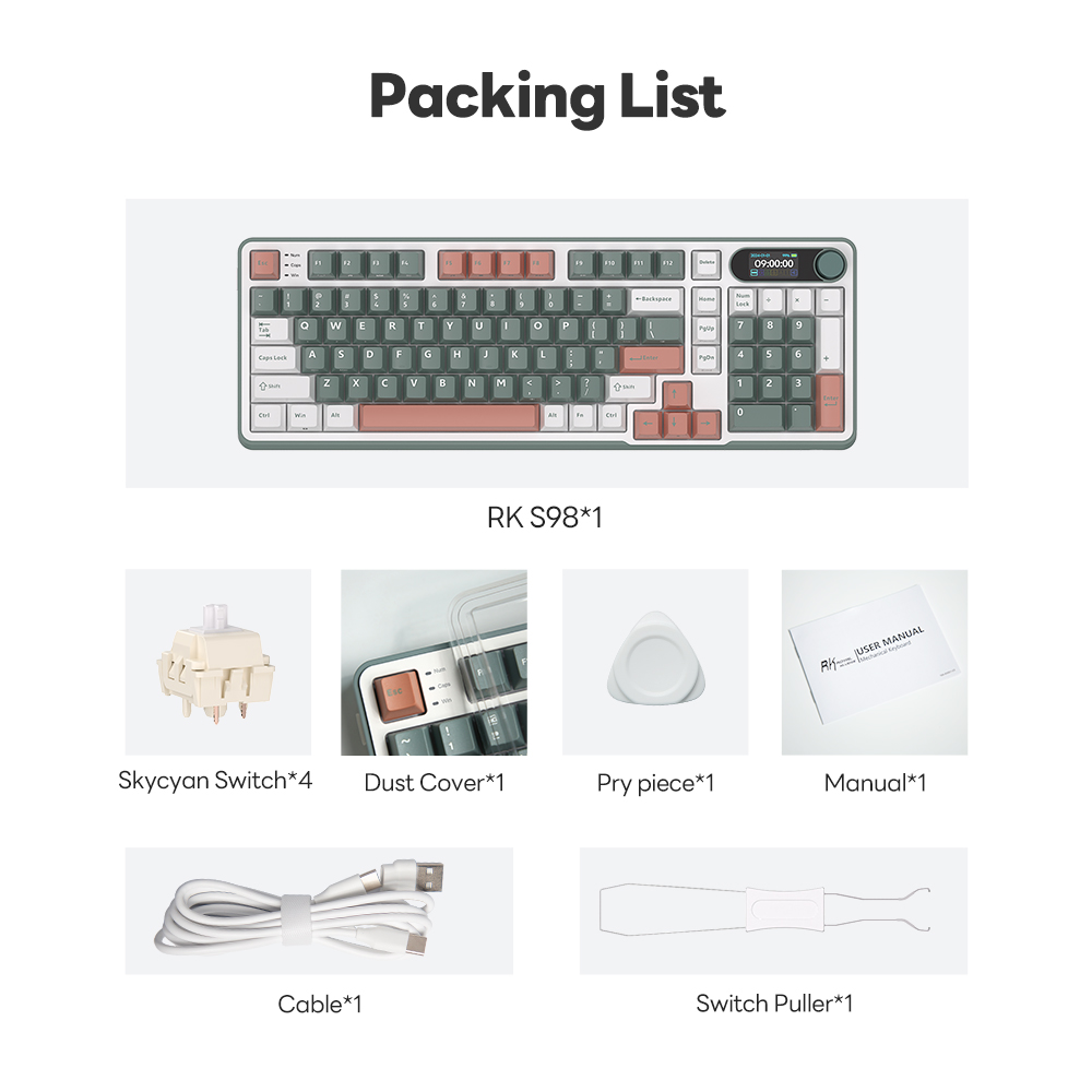 Rk Royal Kludge RK S98 คีย์บอร์ดไร้สาย บลูทูธ 2.4G 98 คีย์ มีสาย RGB 3 ...